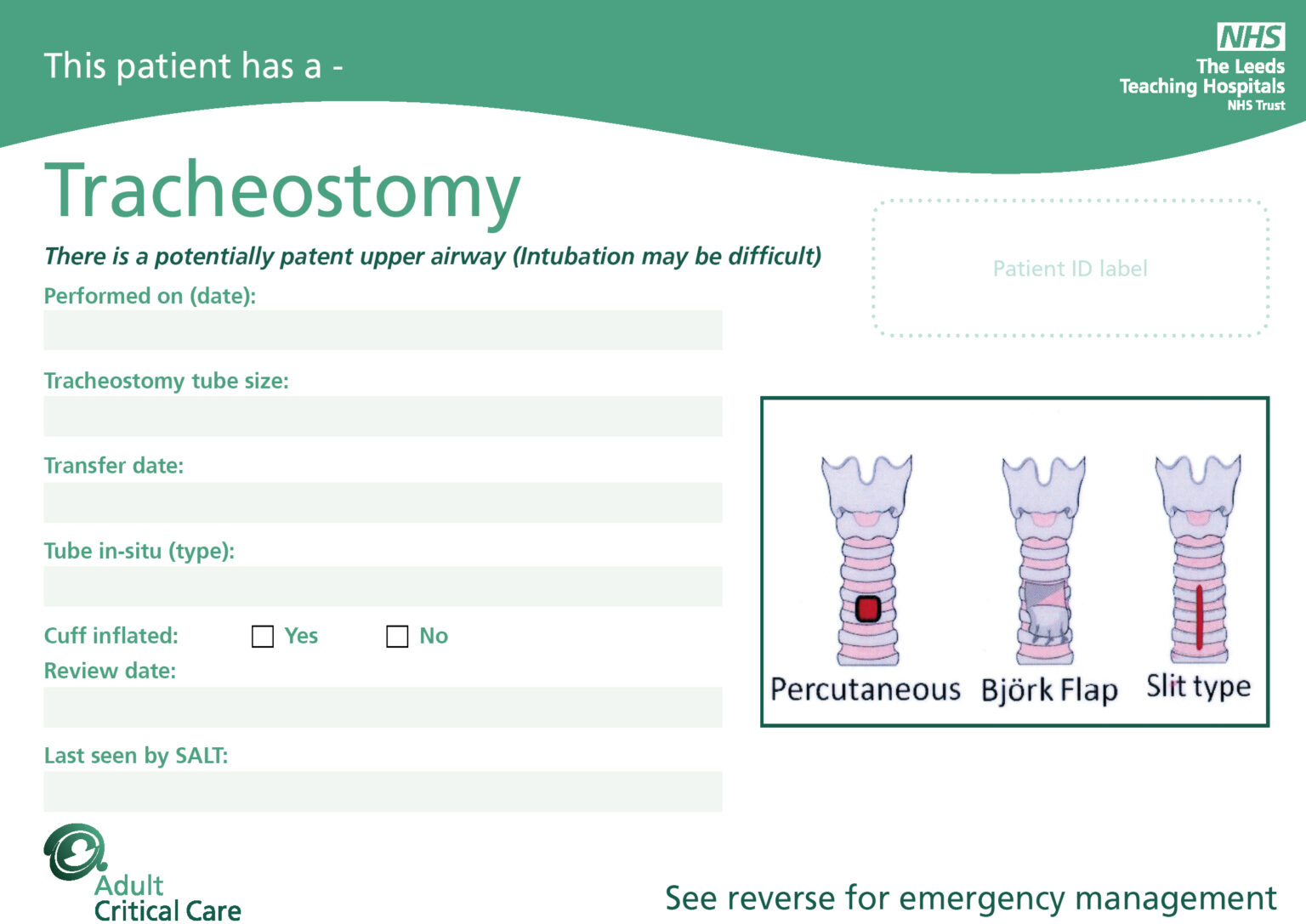 Tracheostomy - Leeds Teaching Hospitals NHS Trust